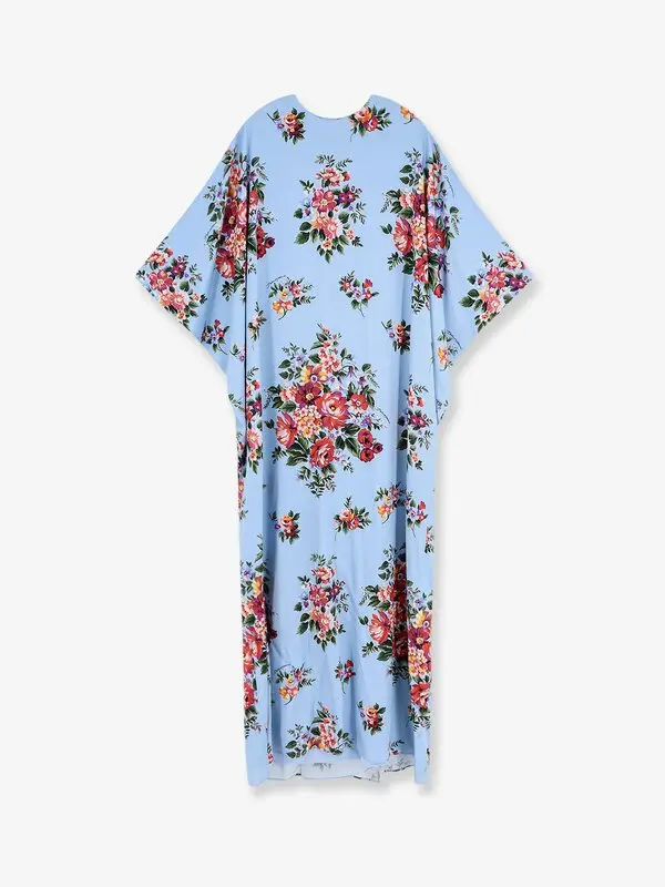 Dolce & Gabbana Long Charmeuse Dress With Mazzo Di Fiori Print - Multicolor