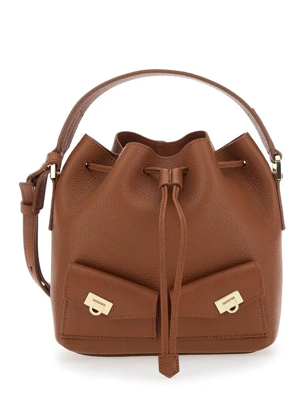 FERRAGAMO Drawstring Bucket Bag - Brown