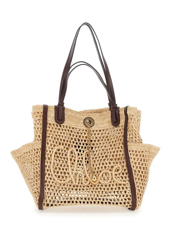 Chloé Tote Bag 's906' With Iconic Leather Details Beige - Multicolor