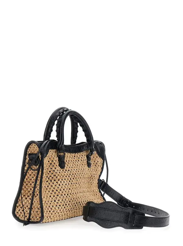 Balenciaga Le City Raffia And Leather Handbag - Multicolor