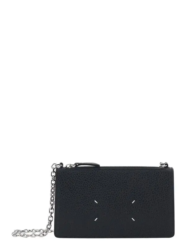 MAISON MARGIELA Mini Bag With Chain And Logo Embroidery In Black Leather For - Multicolor