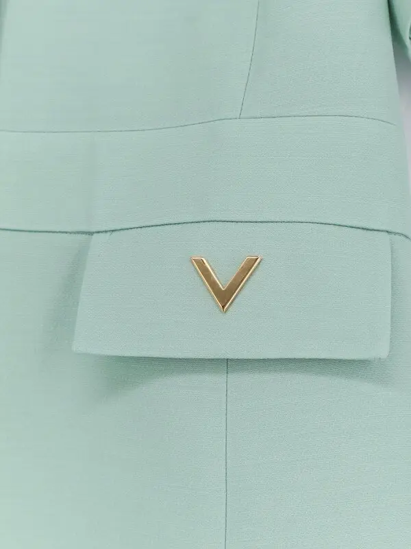 Valentino Garavani Crepe Couture Midi Dress With Gold V Detail
