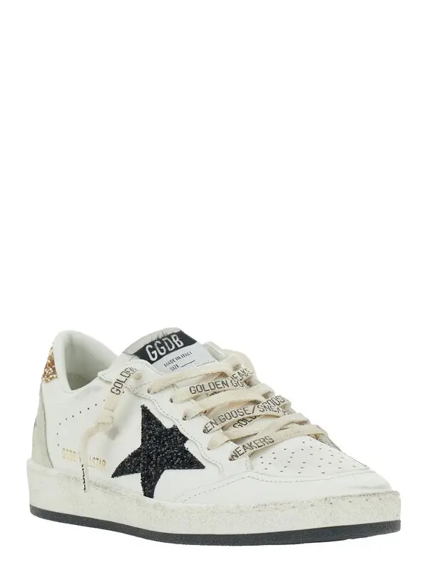 GOLDEN GOOSE Ballstar Low Top Sneaker With Glitter Heel And Star Patch