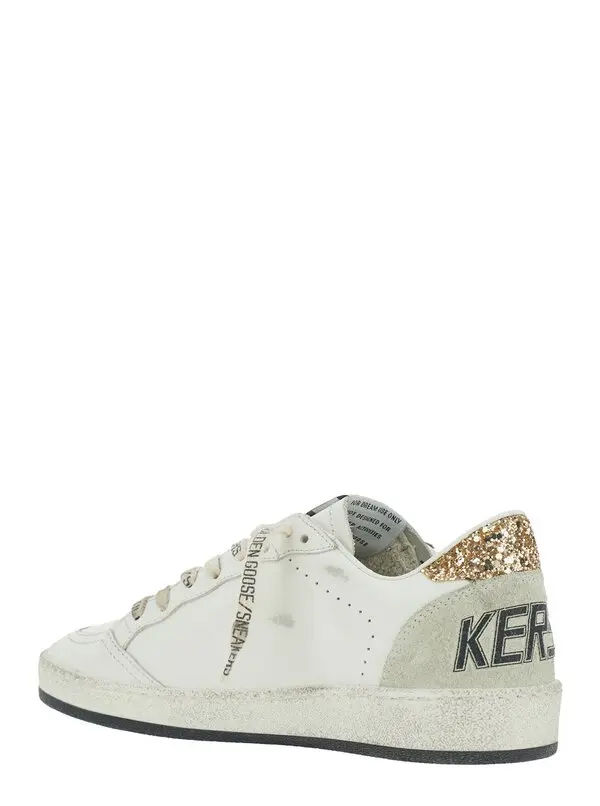 GOLDEN GOOSE Ballstar Low Top Sneaker With Glitter Heel And Star Patch