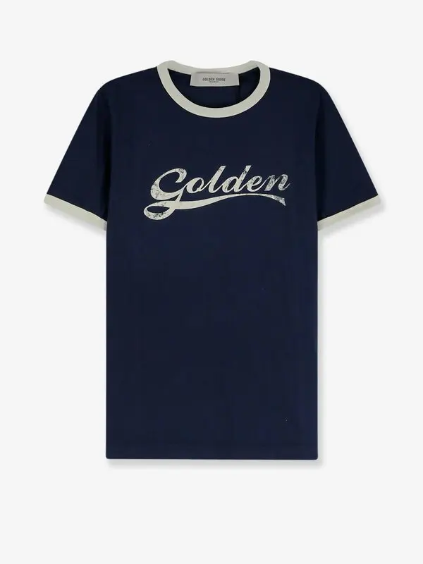 GOLDEN GOOSE Cotton T-shirt With Printed Logo On The Front - Multicolor