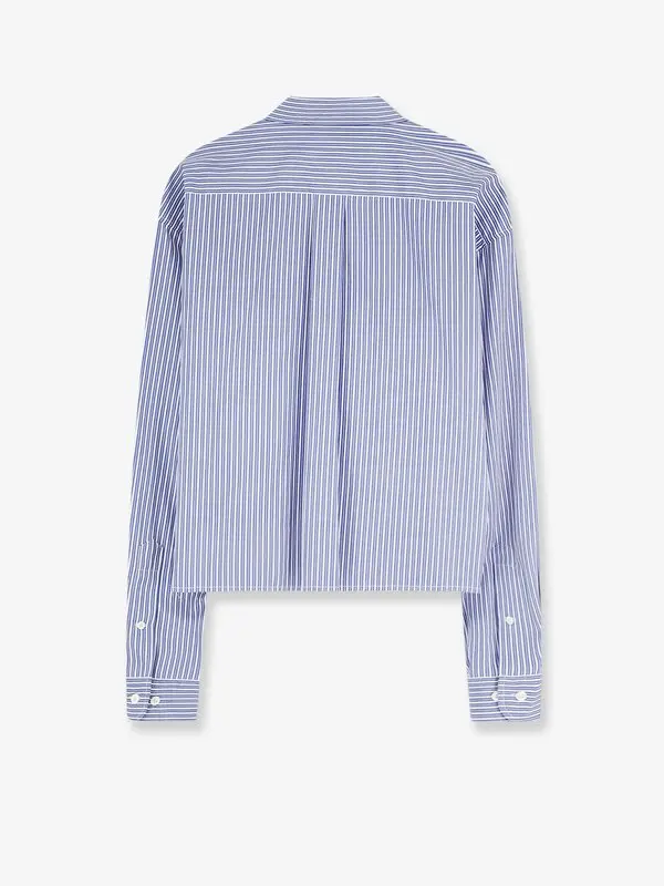 Miu Miu Striped Cotton Button-down Shirt With Embroidered Logo - Multicolor