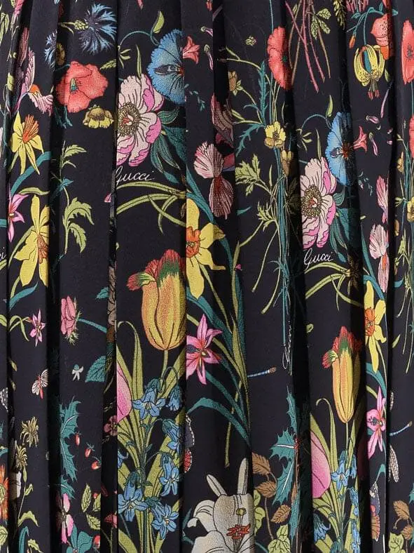 Gucci Silk Midi Skirt With Floral Print - Multicolor
