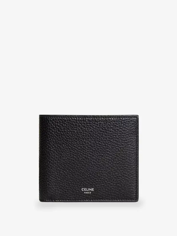 Celine Leather Bi-fold Wallet With Coin - Black