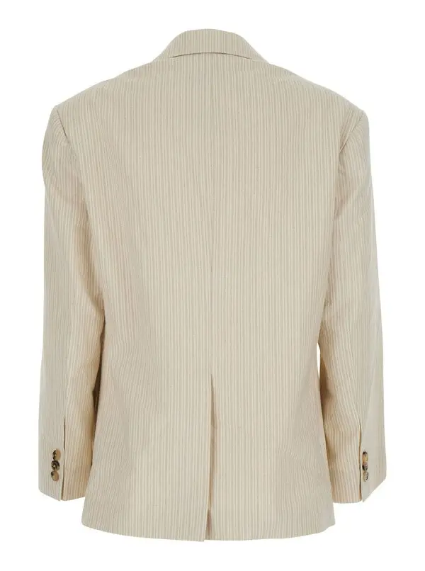 Dries Van Noten Beige Striped Embroidered Blazer - Multicolor