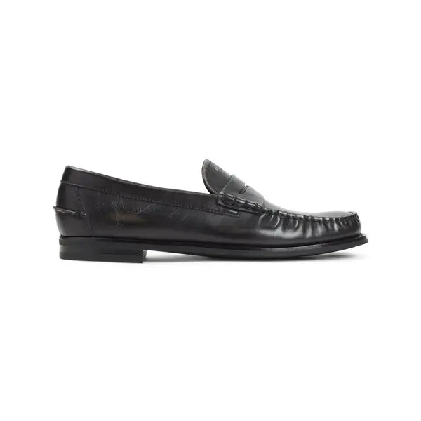 Prada Distressed Leather Loafers - Black