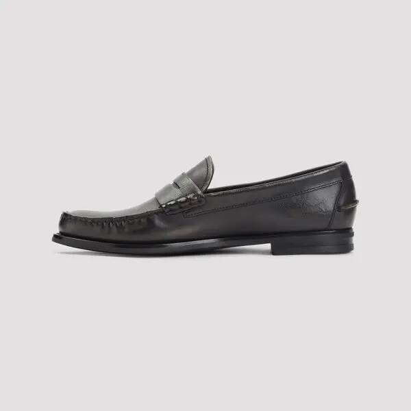 Prada Distressed Leather Loafers - Black
