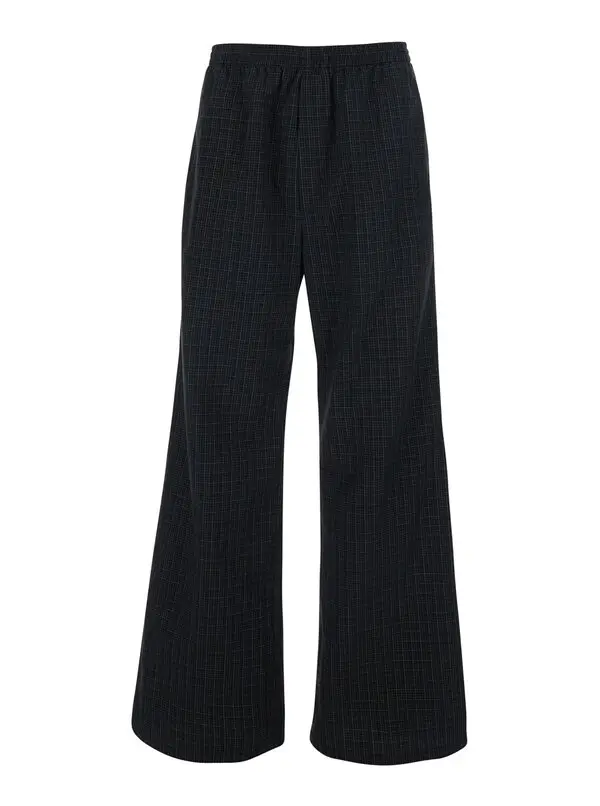 Balenciaga Taylor' Green Pants With Elastic Drawstring Waist And All-over Check Motif In Cotton For - Multicolor