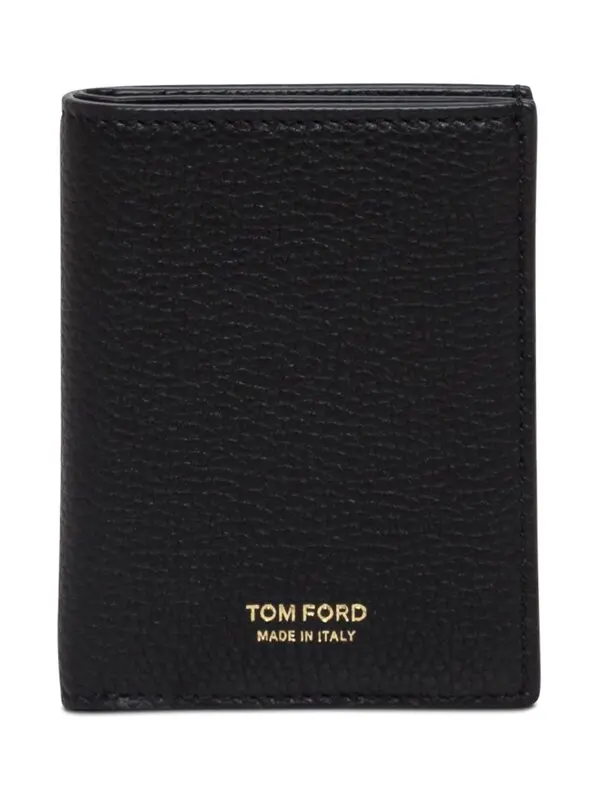 TOM FORD Card Holder With Logo Lettering Embossed On The Front In Grained Leather For - Black