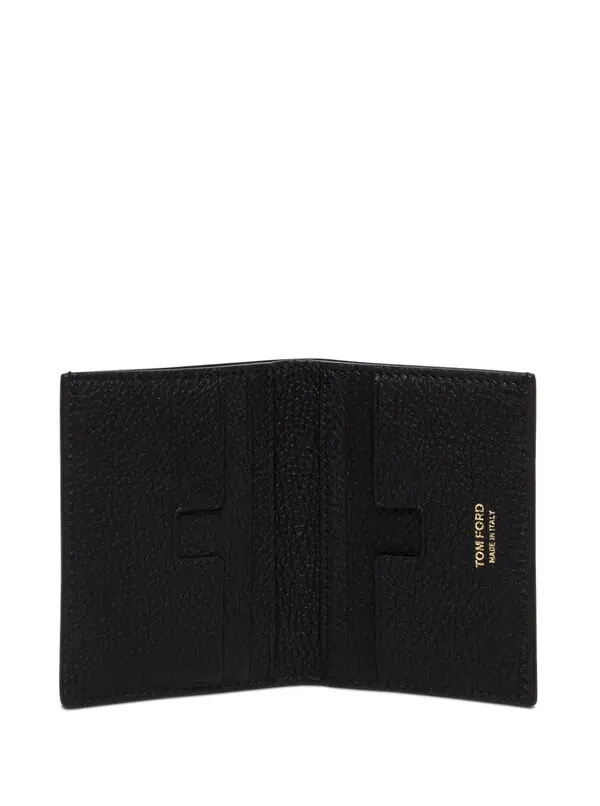TOM FORD Card Holder With Logo Lettering Embossed On The Front In Grained Leather For - Black
