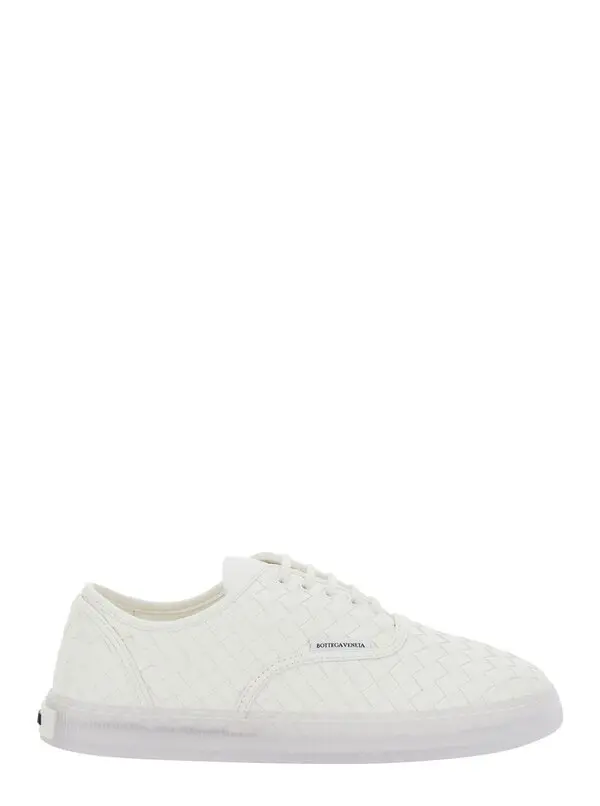 Bottega Veneta Serena White Leather Intreccio Sneakers - Multicolor