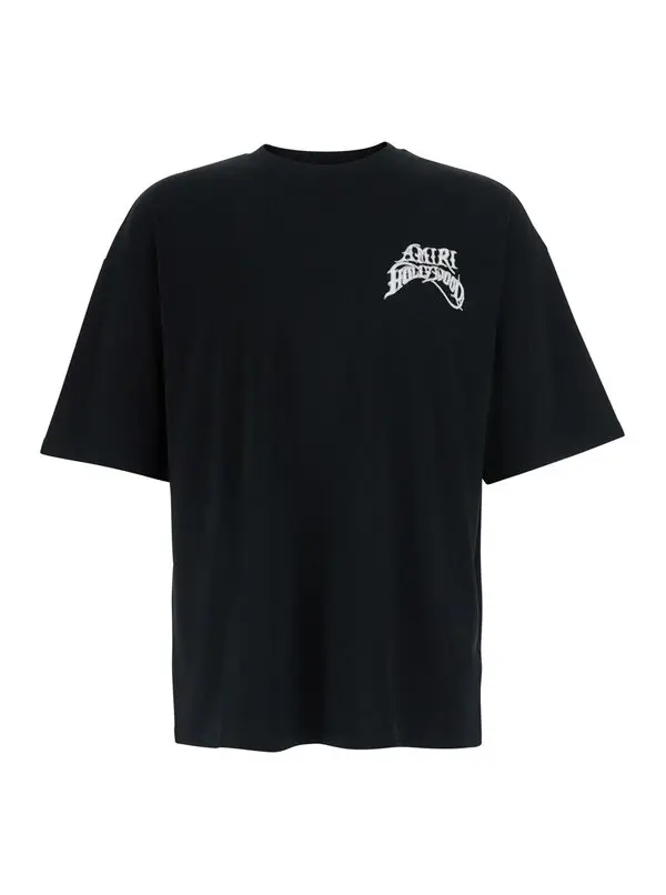 Amiri T-shirt With Round Neck And Logo On The Front In Cotton For - Black