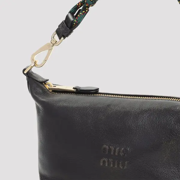Miu Miu Nappa Leather Pouch With Technical Tape Handle - Brown