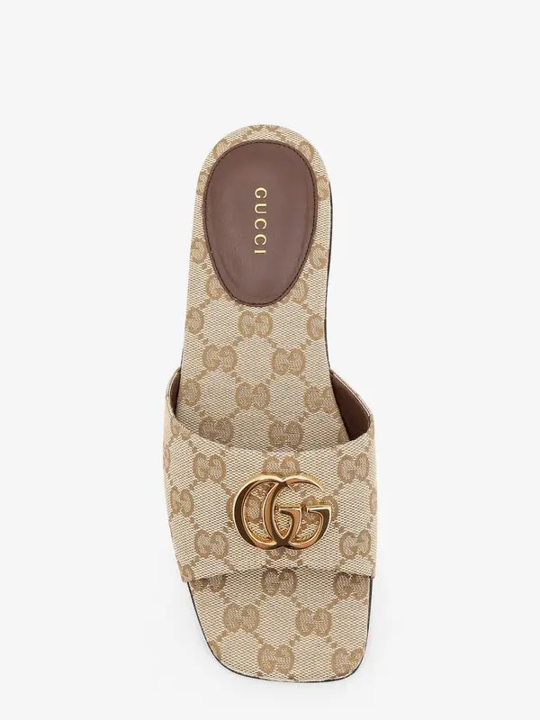 Gucci Gg Fabric Slide Sandals With Metal Logo