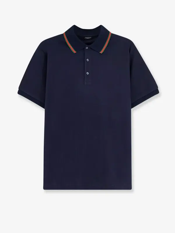 Gucci Cotton Polo With Nastro Web Detail On The Collar
