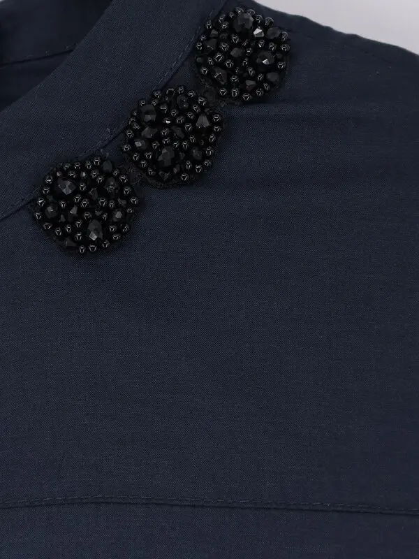 Max Mara Cotton Long Dress With Jeweled Appliques - Multicolor