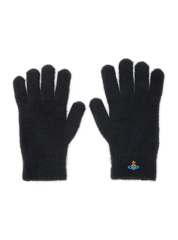 VIVIENNE WESTWOOD Wool Blend Gloves With Orb Logo - Multicolor