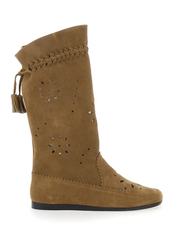 Isabel Marant Étoile Suede Boots With Back Tassel And Cut-out Details - Multicolor