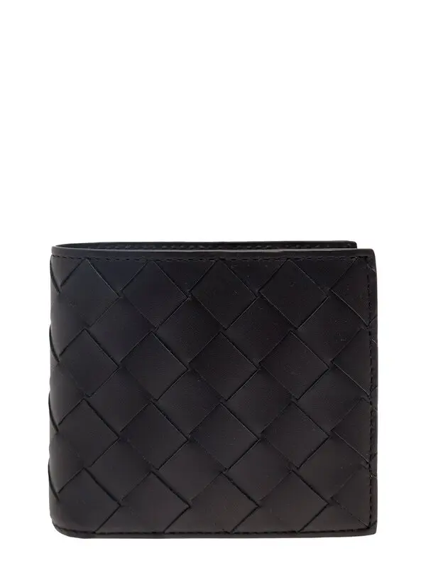 Bottega Veneta Bi-fold Wallet 'intrecciato' With Intreccio Motif In Black Leather For - Multicolor