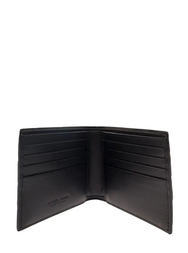 Bottega Veneta Bi-fold Wallet 'intrecciato' With Intreccio Motif In Black Leather For - Multicolor