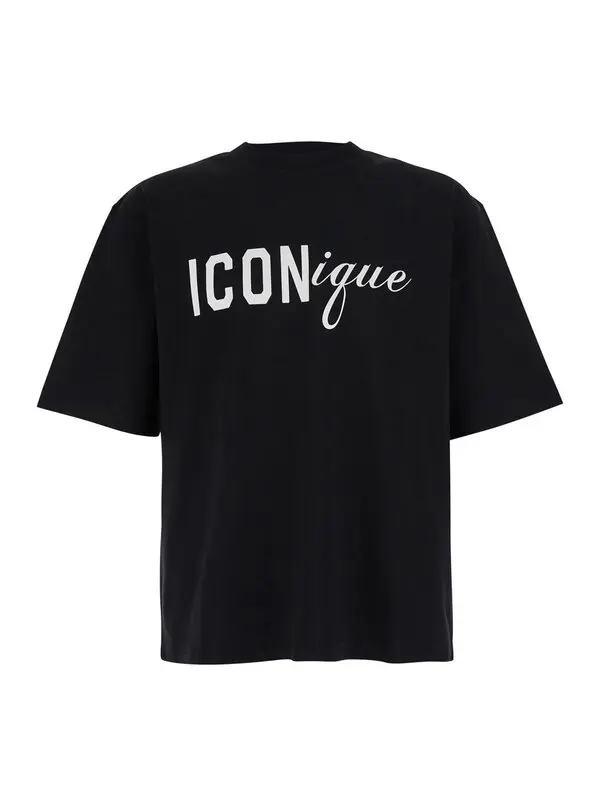 Dsquared2 T-shirt With Round Neck And Logo On The Front In Cotton For - Black