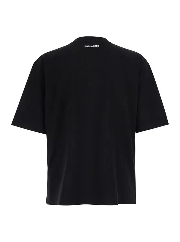 Dsquared2 T-shirt With Round Neck And Logo On The Front In Cotton For - Black