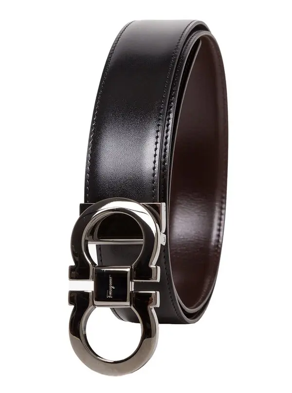 FERRAGAMO Reversible Gancini Buckle Belt - Brown