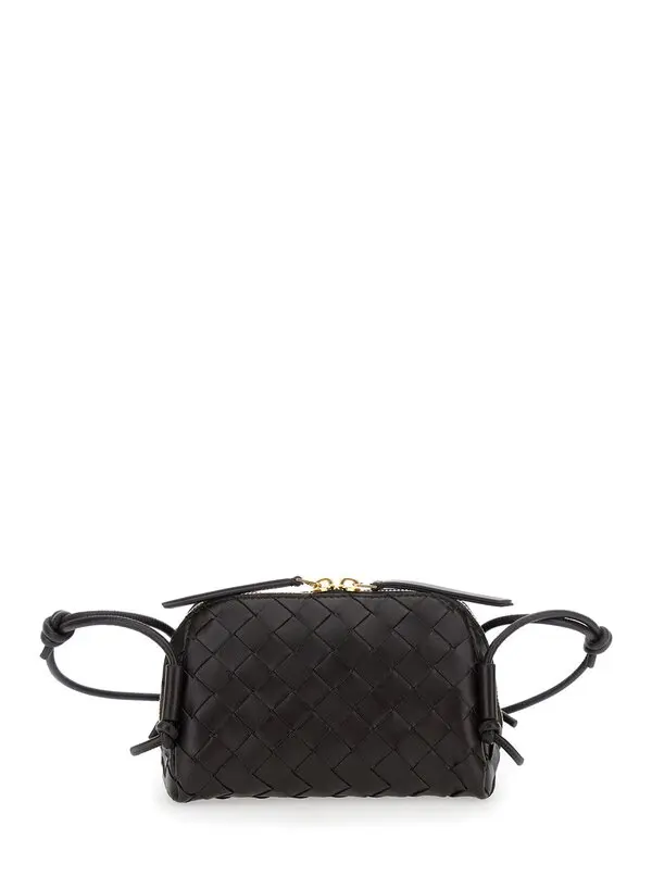 Bottega Veneta Concert' Crossbody Bag With Adjustable Strap And Intreccio Motif In Suede For - Brown