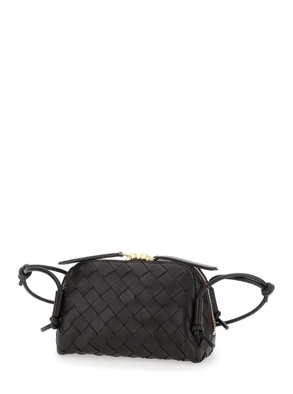 Bottega Veneta Suede Crossbody Bag With Intreccio Motif - Brown