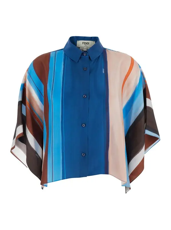 Fendi Silk Striped Cropped Shirt - Multicolor