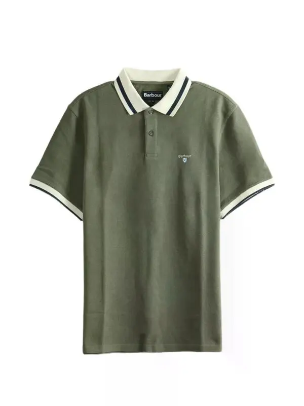 Barbour Contrast-trim Logo-embroidered Polo Shirt - Green
