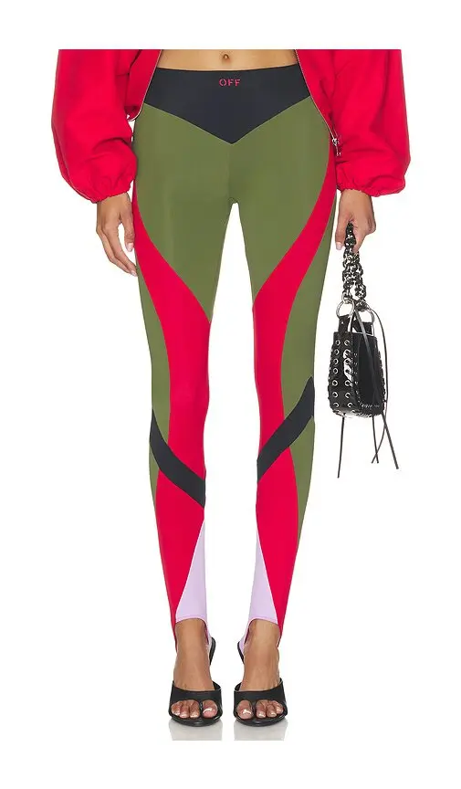 Off-White Ly Color Block Legging In Green - Mayfly