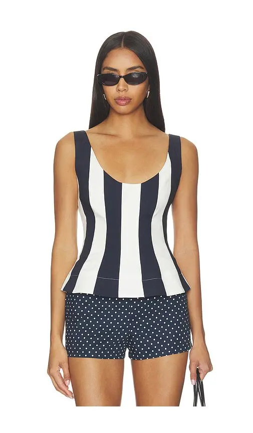Caroline Constas Brielle Sleeveless Top In Navy,white - White & Navy Stripe