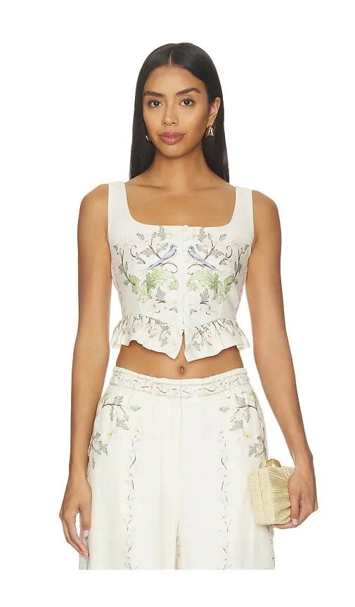 Agua Bendita Eslabon Anhelo Top In Cream - Multicolor