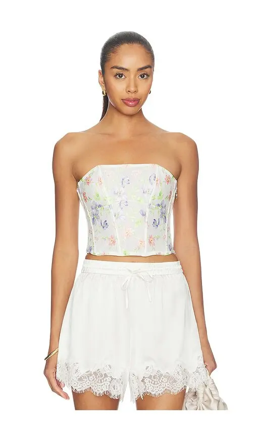 FLEUR DU MAL Elar Emrboidery Corset Top - Ivory