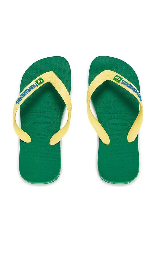 Havaianas Brasil Logo Sandal In Green - Green & Yellow
