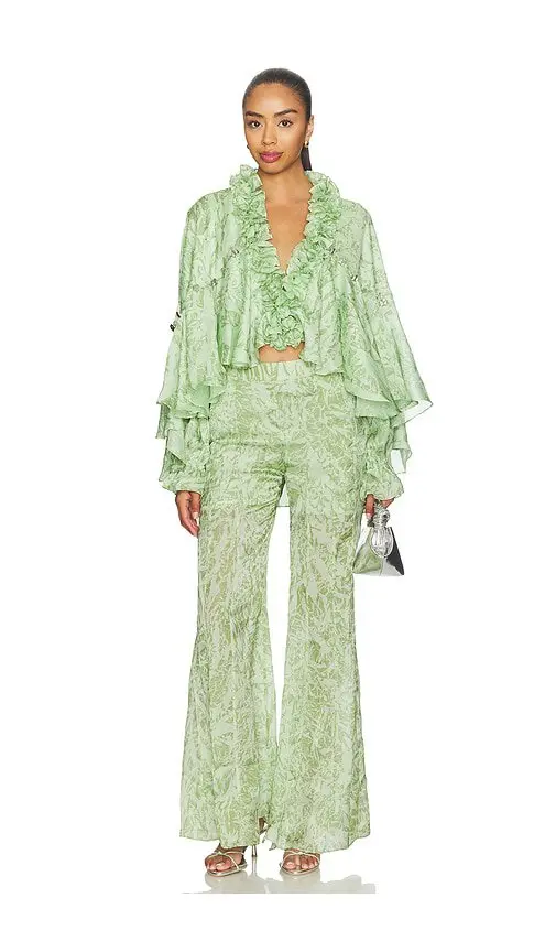 LA FUORI Mistleaf Ruffle Printed Blouse