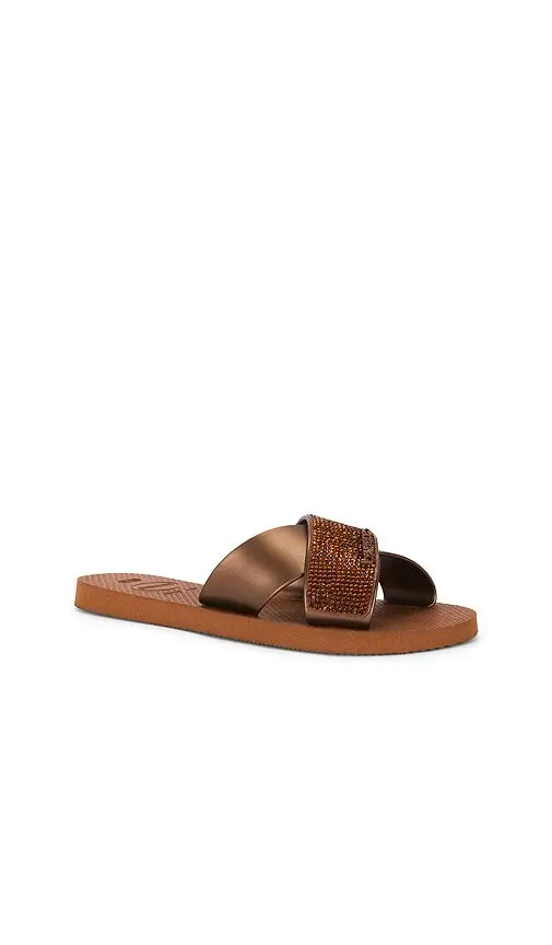 Havaianas Aqua Glow Embellished Metallic Strappy Sandals