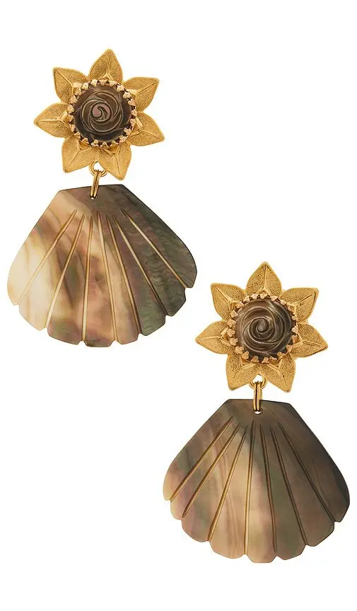 Brinker & Eliza Moonshine Earrings In Brown - Blacklip Shell
