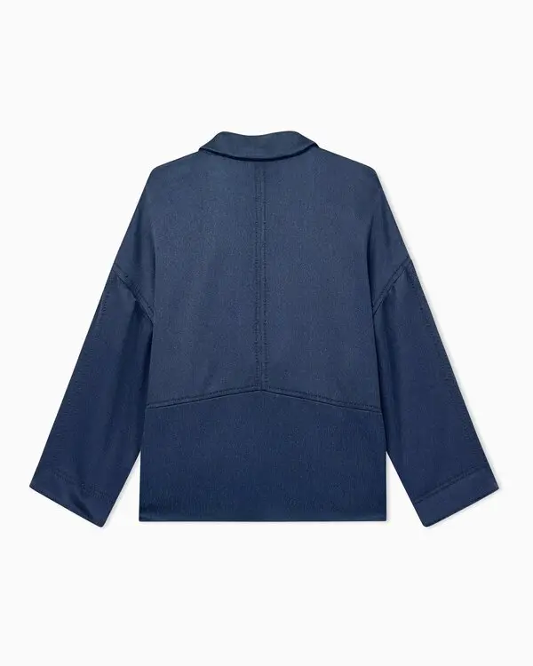 Giorgio Armani Hammered Satin Shirt With Deep Neckline - Blue