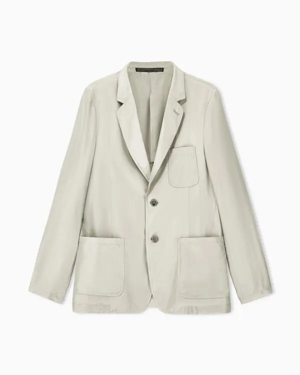 Giorgio Armani Blazer Regular Fit In Silk Habotai With Cupro Lining
