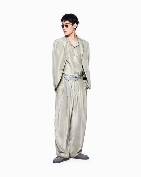 Giorgio Armani Blazer Regular Fit In Silk Habotai With Cupro Lining