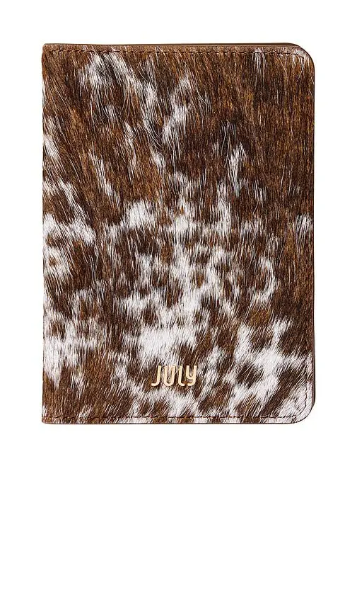 JULY Cow Print Small Travel Wallet - Brown