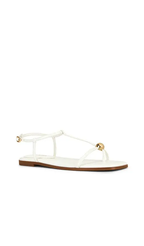 Steve Madden White Leather Square Toe Flat Sandals With Ankle Buckle