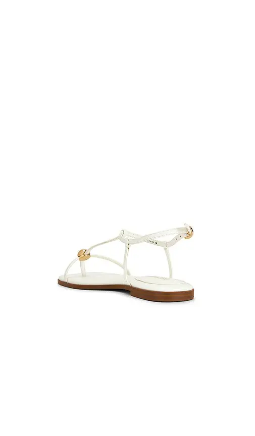 Steve Madden White Leather Square Toe Flat Sandals With Ankle Buckle