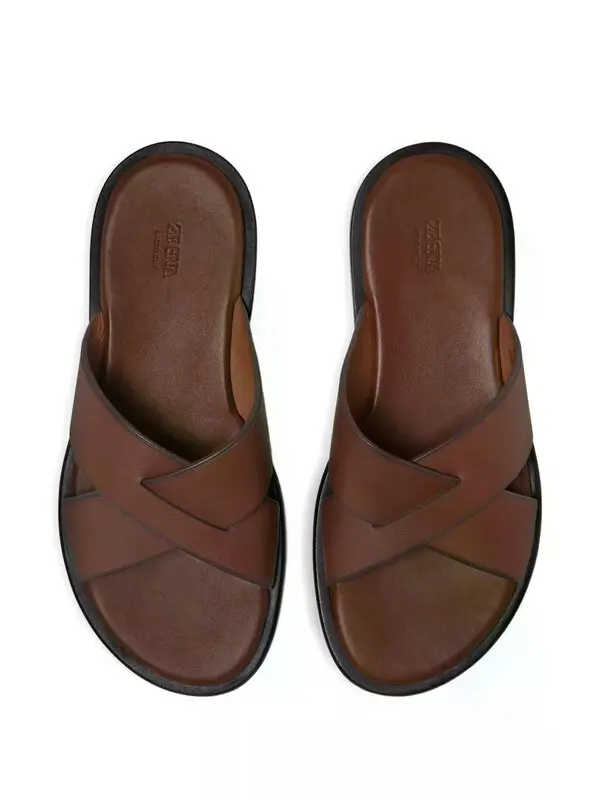 Zegna Criss-cross Leather Sandals